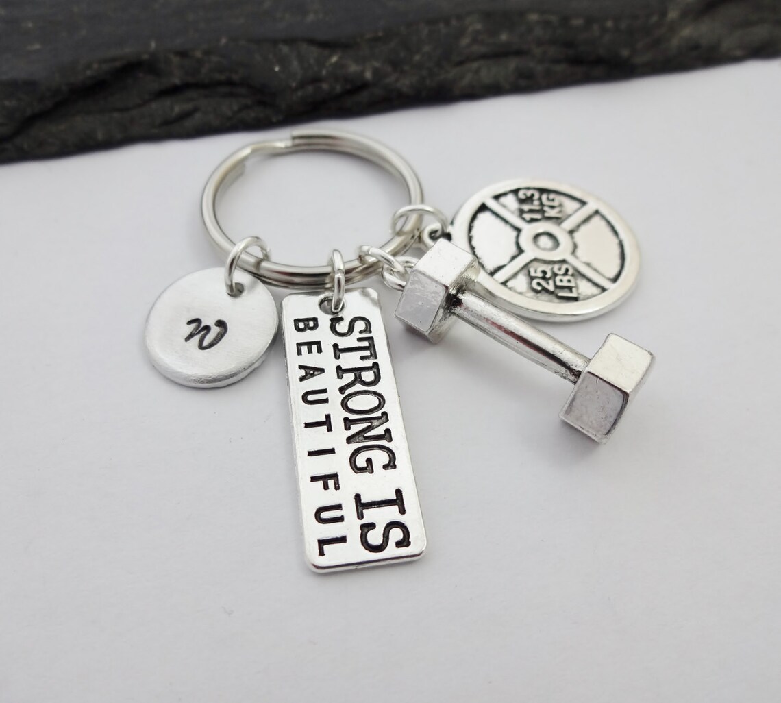 Fitness Keyring Gym Keychain Weightlifting Keyring Initial - Etsy UK