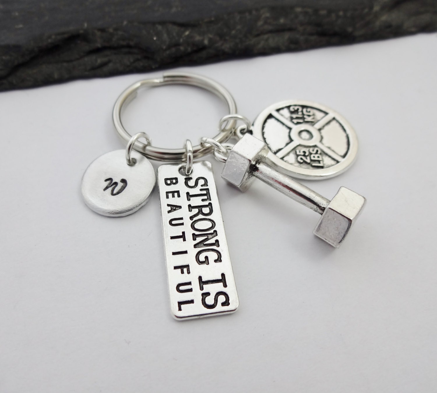 Fitness Keyring Gym Keychain Weightlifting Keyring Initial - Etsy UK