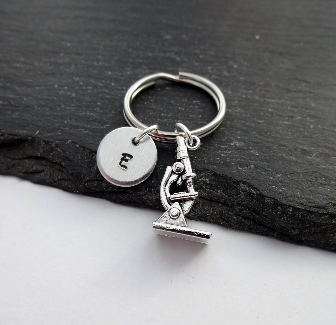 Microscope Keyring, Initial Keyring, Science Gift, Microscope Keychain ...