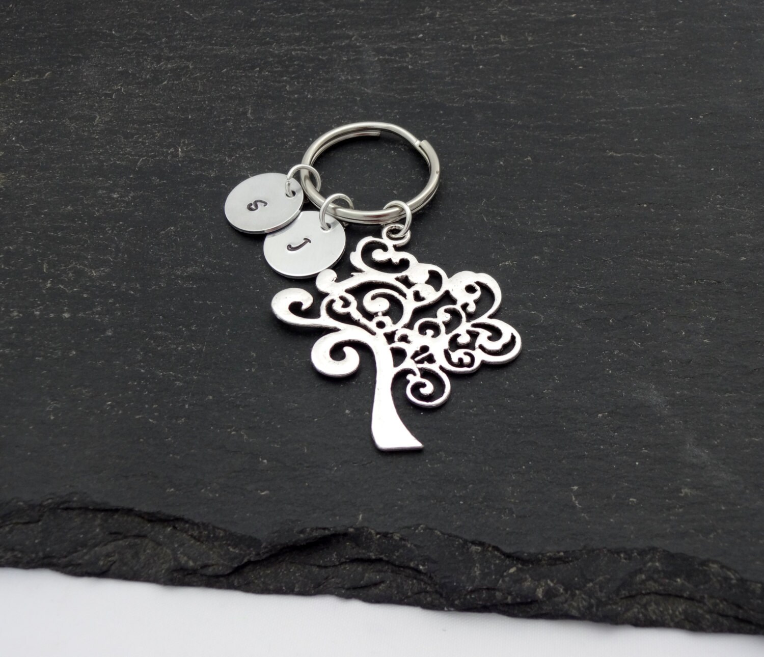 Family Tree Keyring Hand Stamped Keyring Personalised - Etsy UK