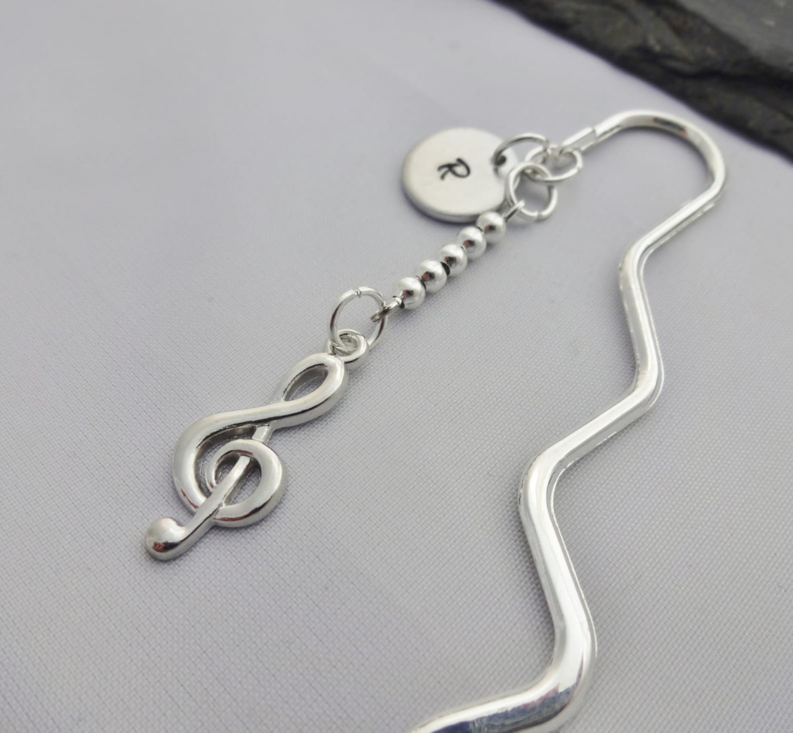 Initial Treble Clef Bookmark Music Bookmark Charm Hand - Etsy UK