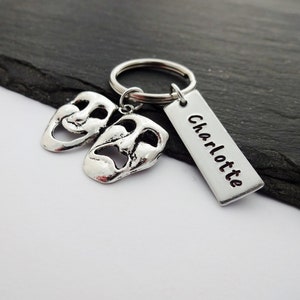Comedy Tragedy Masks Keychain, Theatre Keyring, Name Keyring, Drama ...