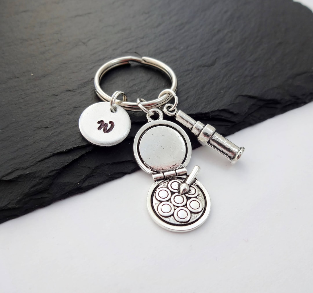 Makeup Keyring, Initial Keyring, Beautician Gift, Hand Stamped, Makeup ...