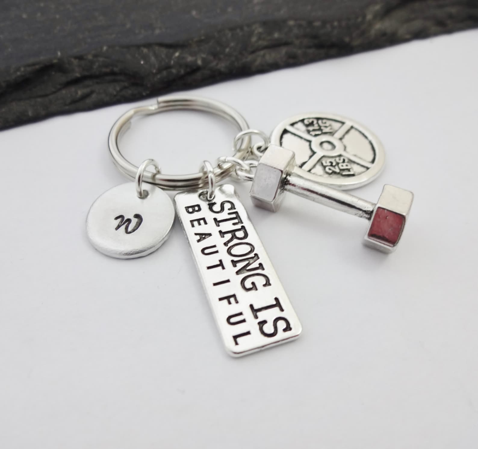 Fitness Keyring Gym Keychain Weightlifting Keyring Initial | Etsy UK