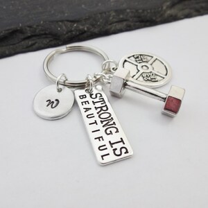 Fitness Keyring, Gym Keychain, Weightlifting Keyring, Initial Keyring ...