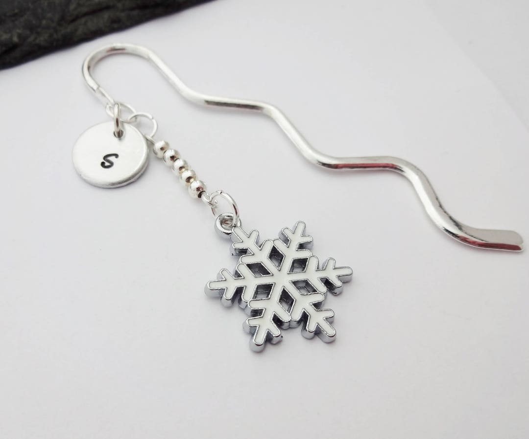 Initial Snowflake Bookmark, Christmas Bookmark, Charm, Hand Stamped ...
