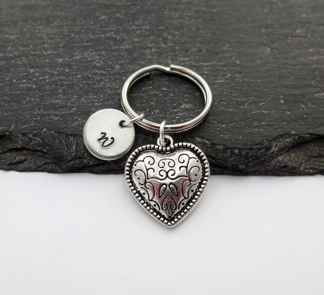 Heart Keyring, Love Keyring, Valentines Gift, Initial Keyring, Hand ...