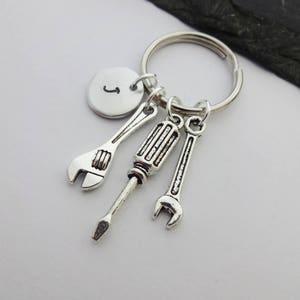 Mechanic Keyring, Initial Keychain, Tool Keyring, Hand Stamped Keyring ...