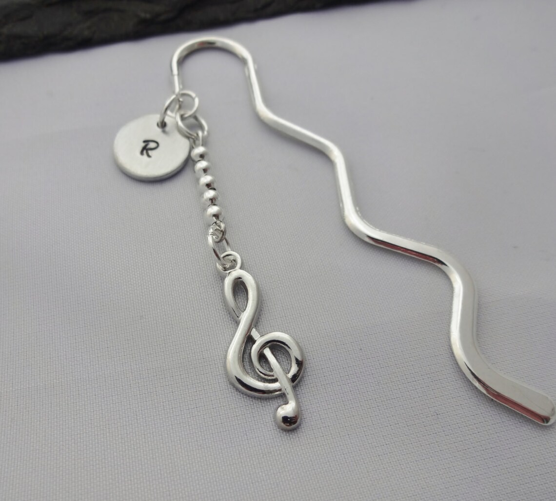 Initial Treble Clef Bookmark Music Bookmark Charm Hand | Etsy UK