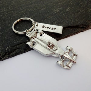 Personalised Racing Car Keyring, Racing Gifts, Car Charm Keychain, Name ...