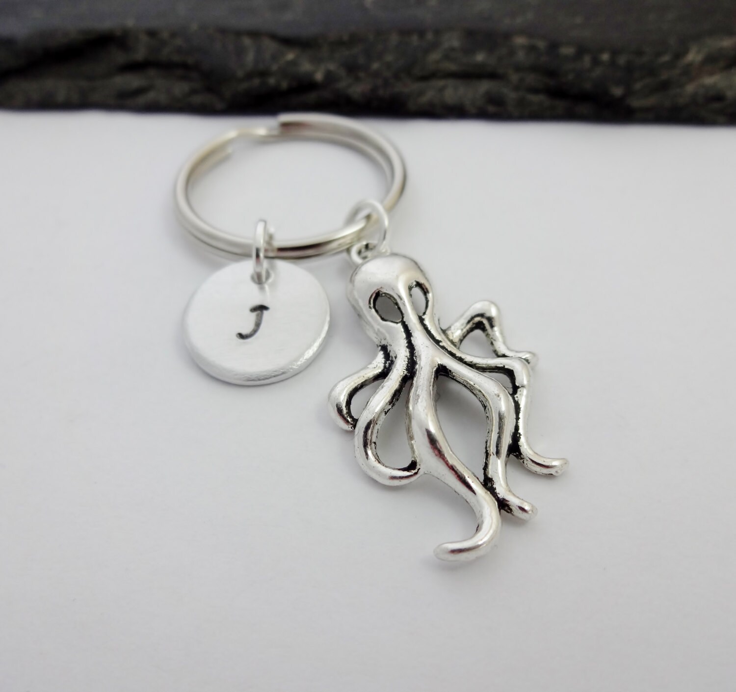 Initial Octopus Keyring, Octopus Keyring, Octopus Keychain, Hand ...