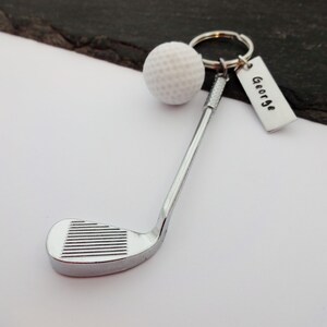Personalised Golf Keyring, Golfing Gift, Name Keyring, Golf Club Charm ...