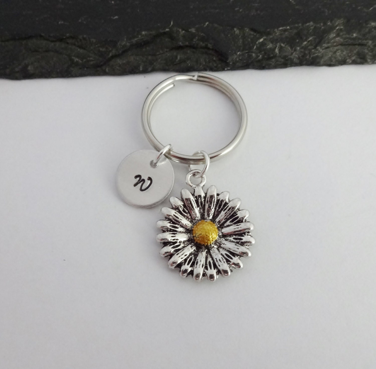 Daisy Keyring Flower Keyring Initial Flower Keyring Hand - Etsy UK