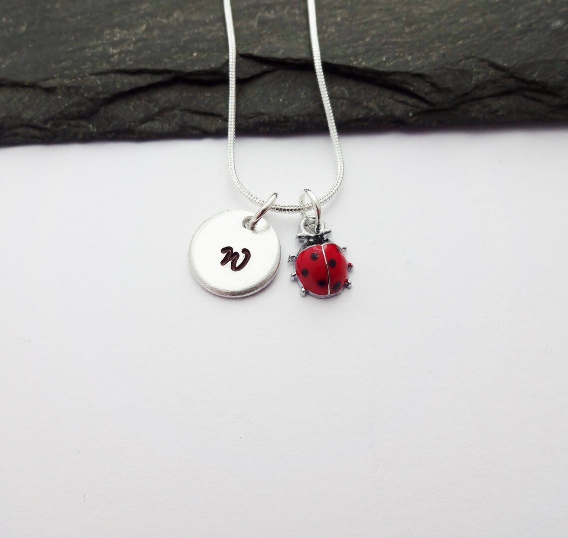 Ladybird Necklace Initial Necklace Charm Necklace Ladybug - Etsy