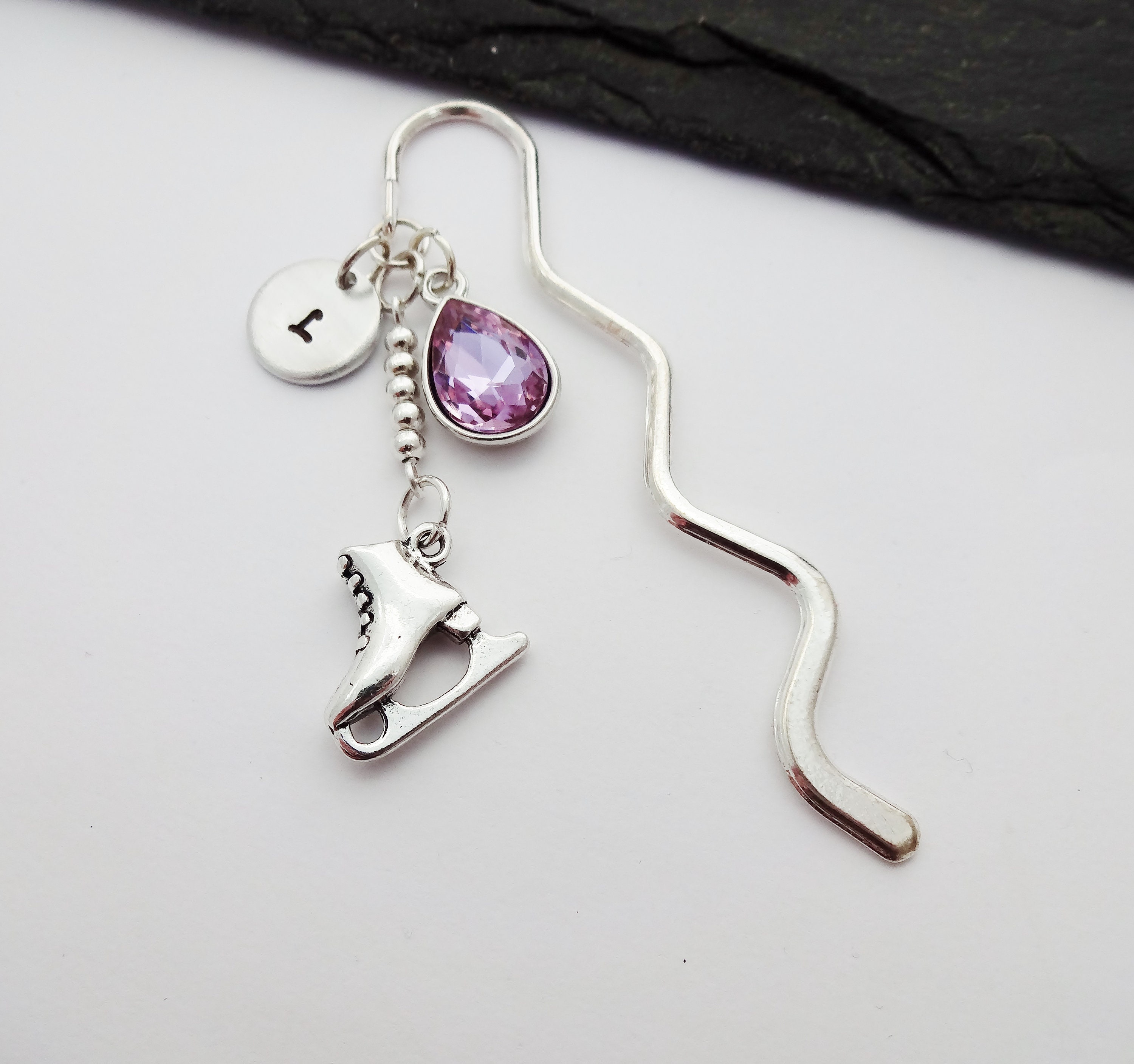 Ice Skate Bookmark Initial Bookmark Figure Skater Gift | Etsy