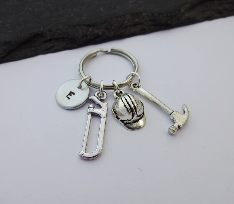 Builder Keyring, Initial Keychain, Builder Gift, Tool Keyring, Hand ...