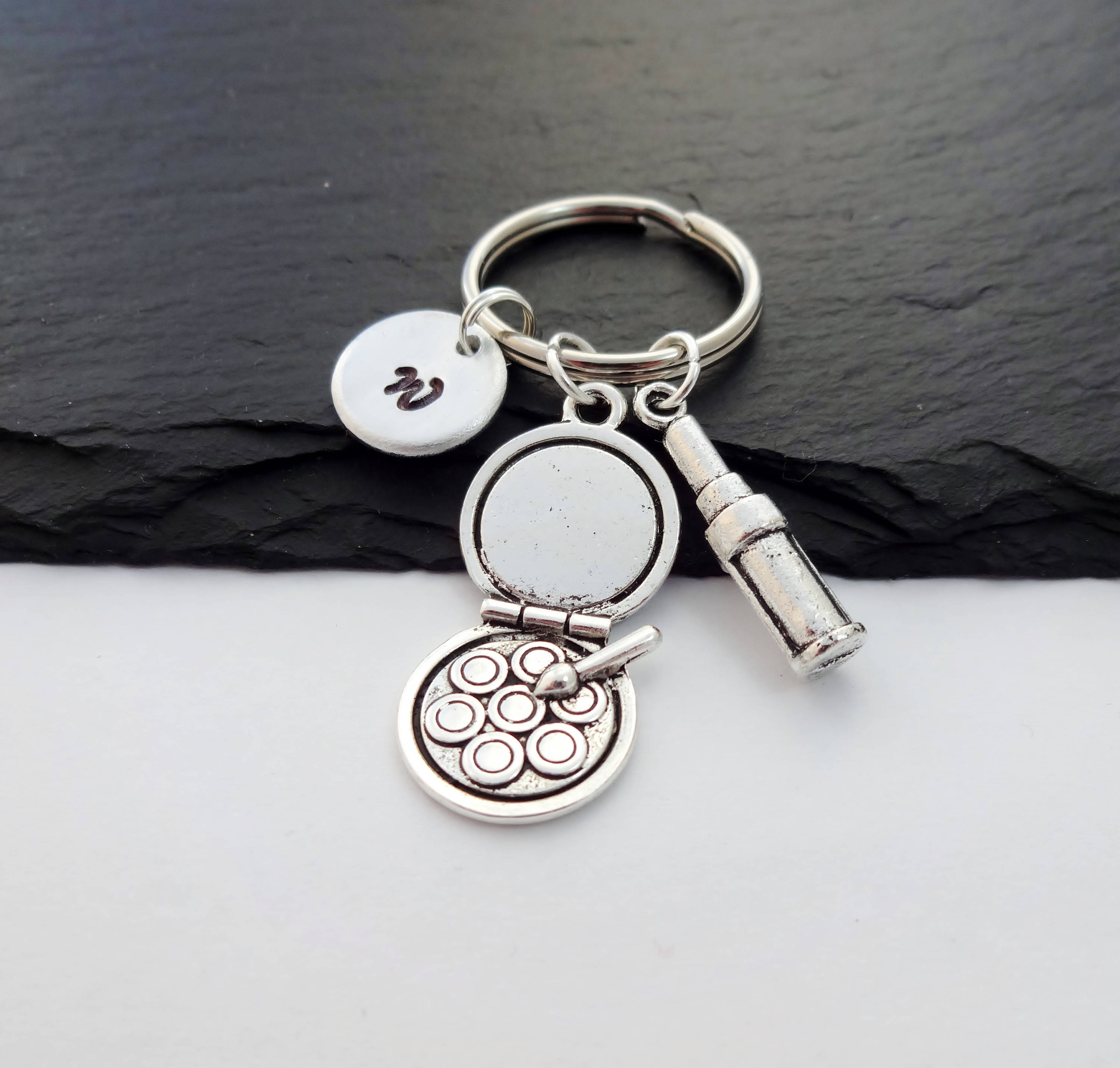 Makeup Keyring Initial Keyring Beautician Gift Hand | Etsy