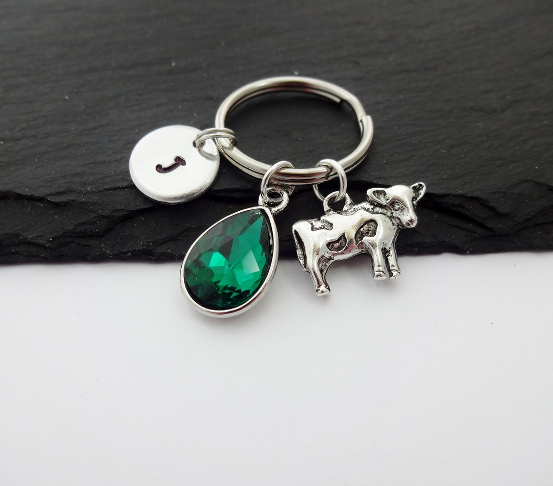 Cow Keyring, Farm Gifts, Cow Keychain, Personalised Charm Keyring, Hand ...