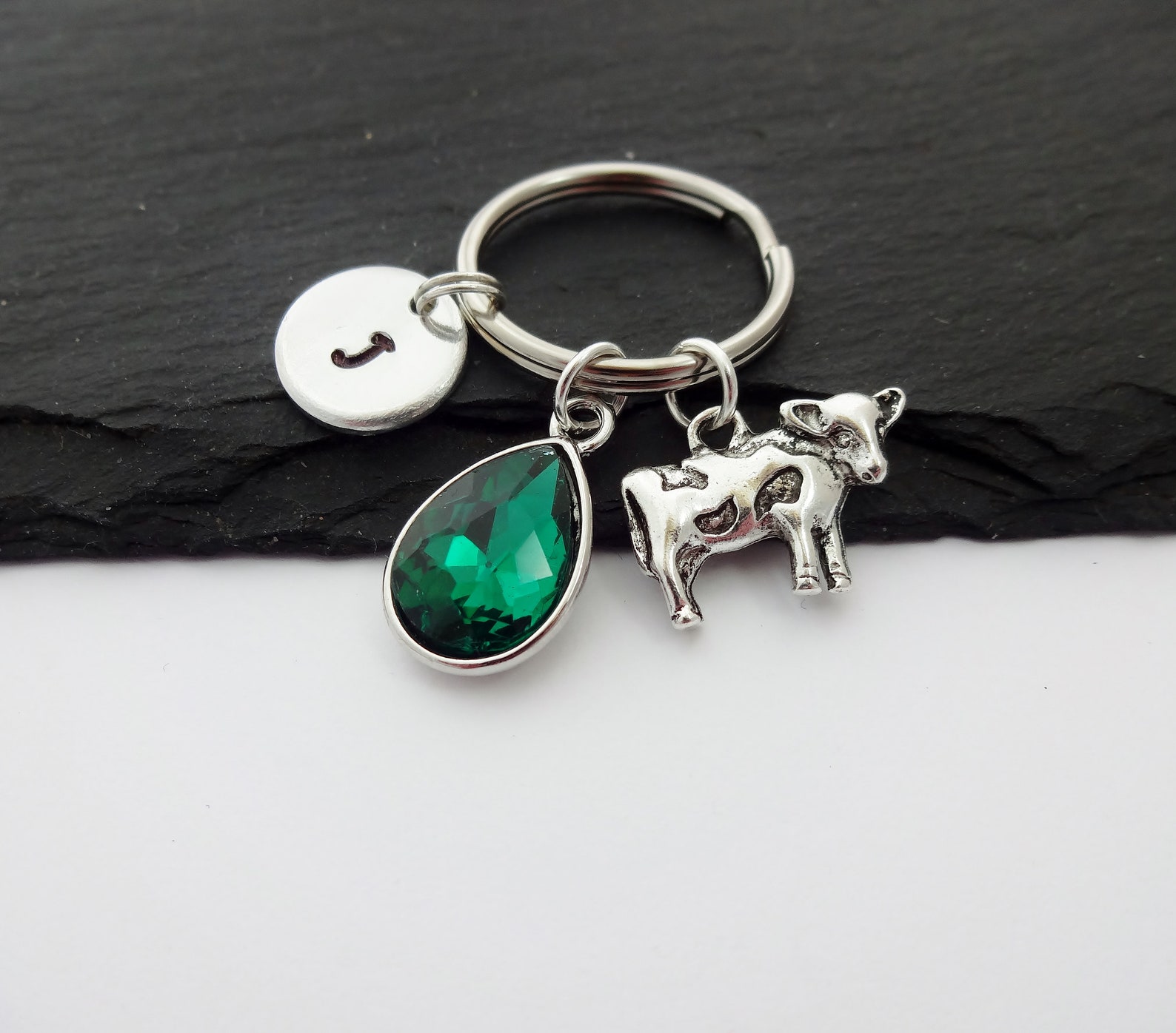 Cow Keyring, Farm Gifts, Cow Keychain, Personalised Charm Keyring, Hand ...
