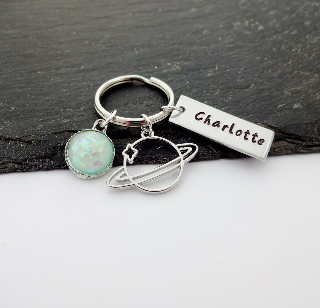 Planet Keyring, Personalised Space Keyring, Space Gift, Name Keychain ...