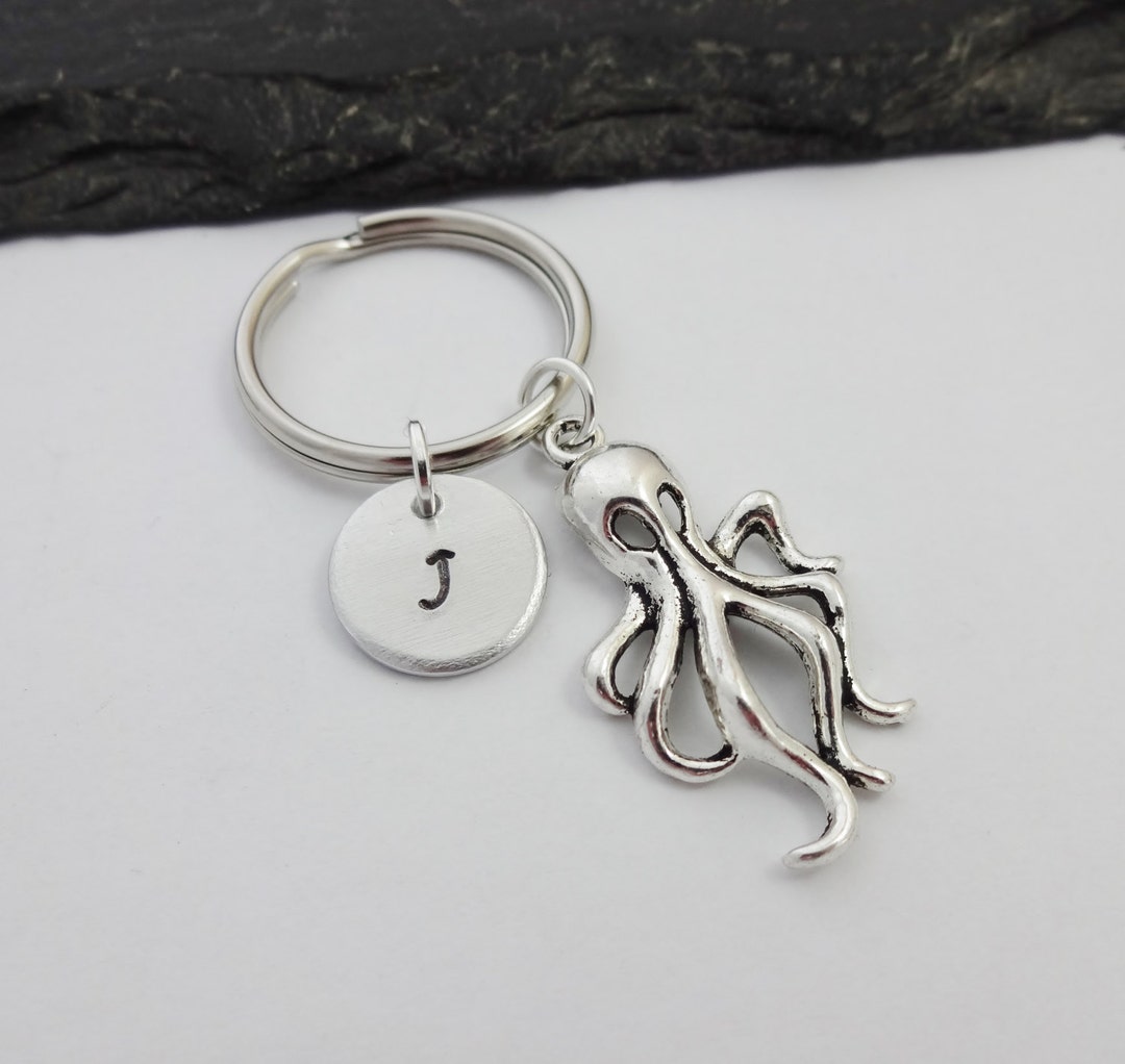 Initial Octopus Keyring, Octopus Keyring, Octopus Keychain, Hand ...