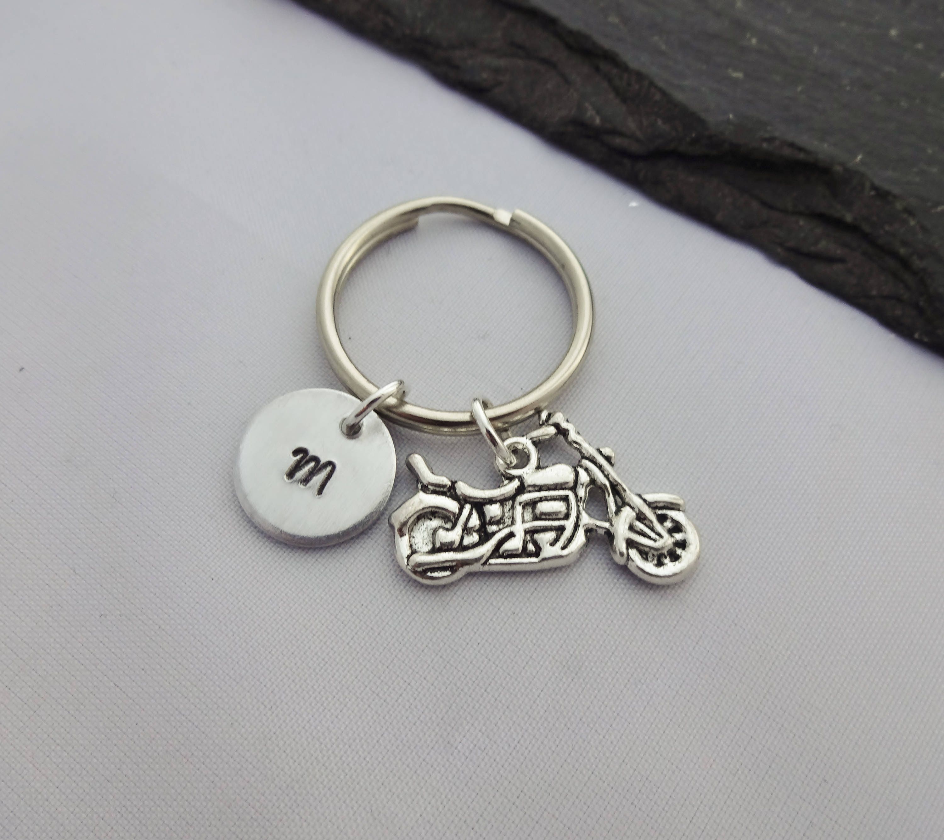 Initial Motorbike Keyring Hand Stamped Keyringmotorcycle | Etsy UK