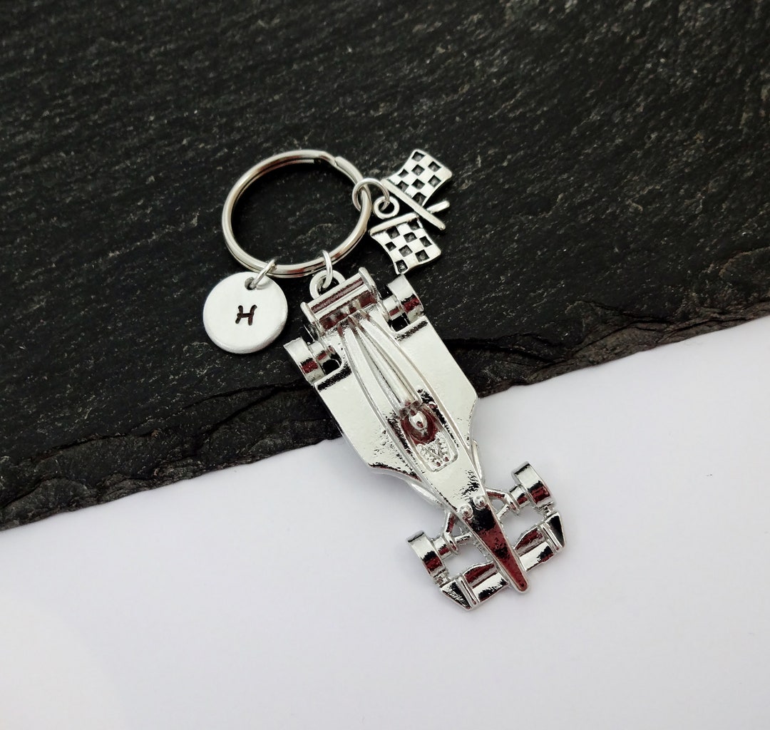 Racing Car Keyring, Initial Keyring, Charm Keychain, Racing Gifts ...