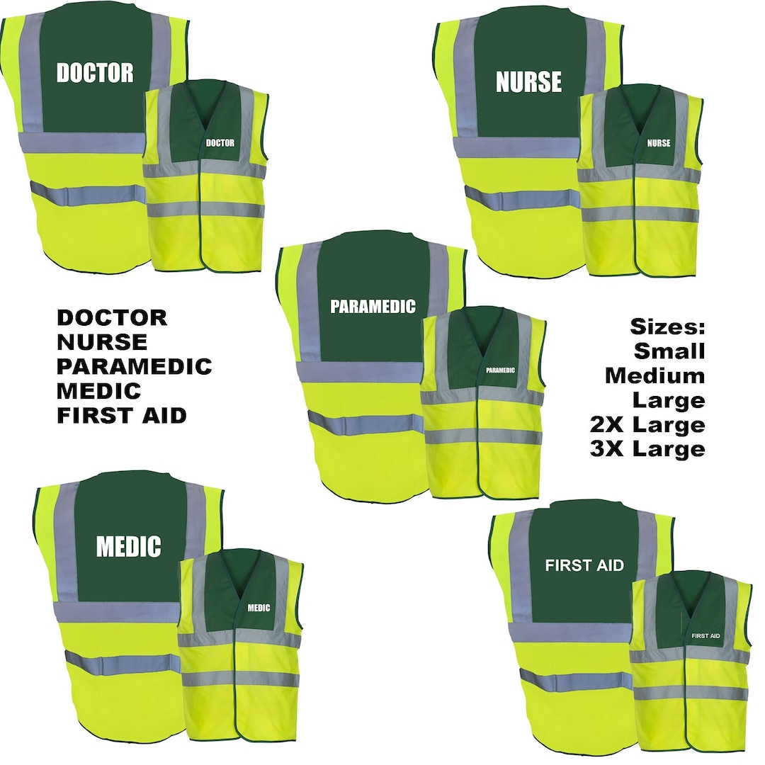 Two Tone Reflective Green Yellow Paramedic Doctor Nurse Medic First Aid ...