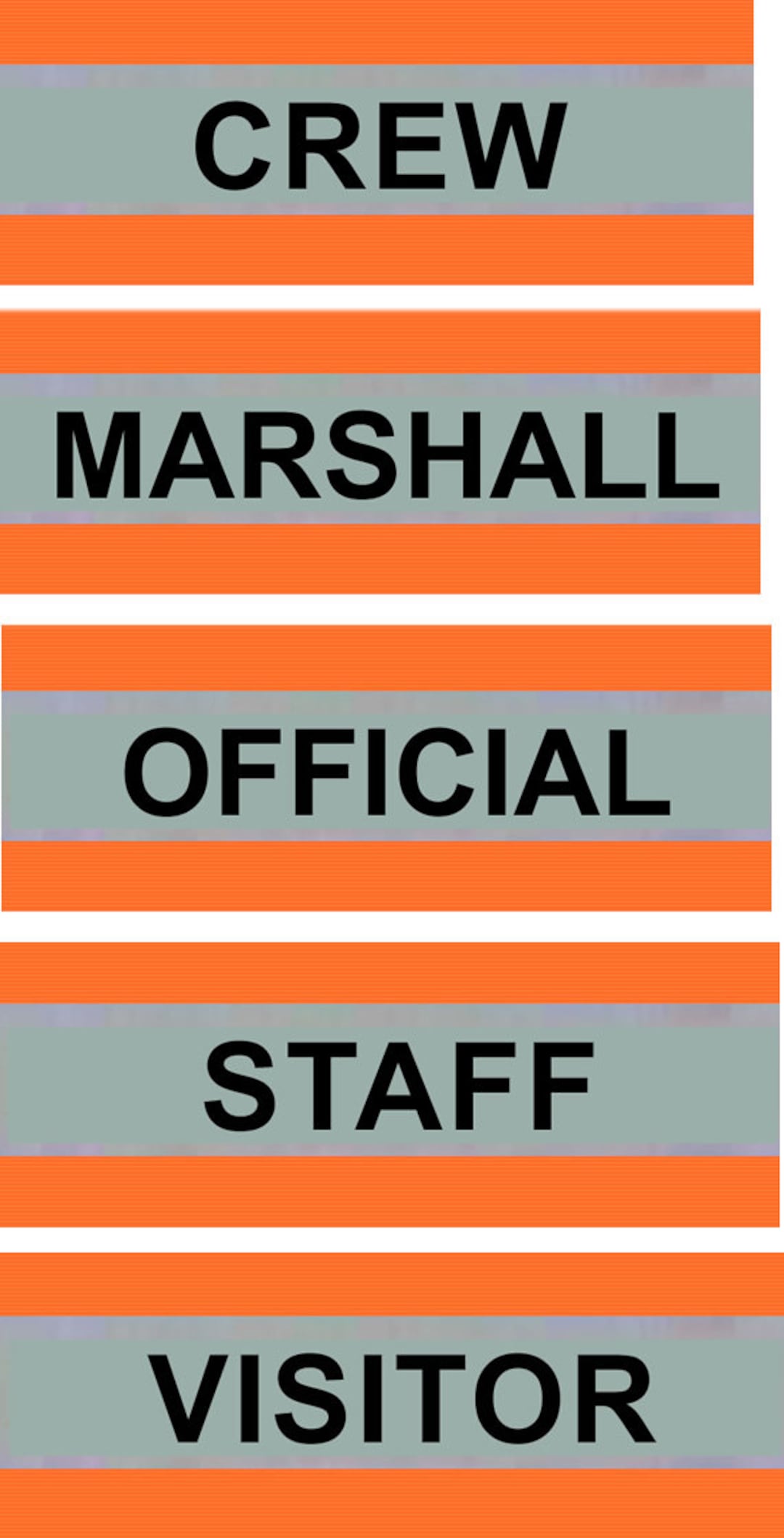 Orange Armbands Reflective VISITOR STAFF CREW Security Hi Vis Arm Band ...