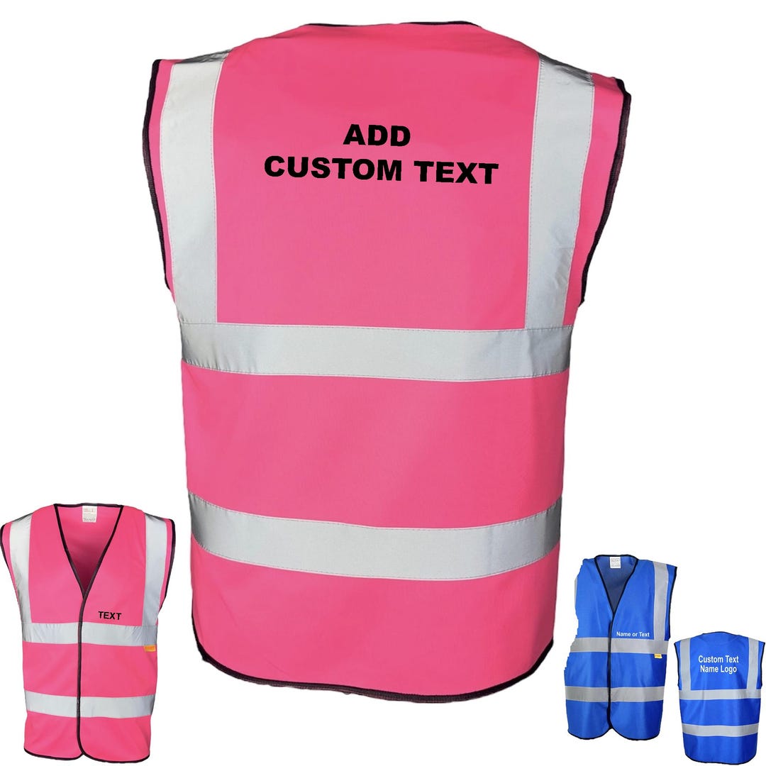 Custom Printed Hi Vis Safety Vest: Reflective Text, Personalized ...