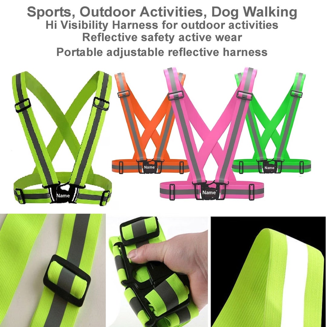 Custom Printed Reflective Safety Harness Personalized Suspenders Pink ...