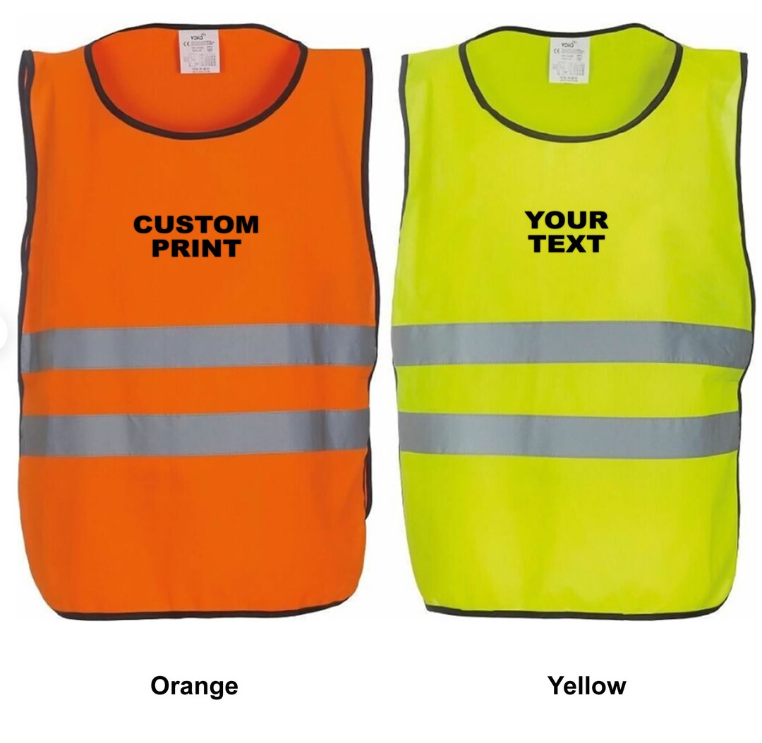 Custom Print Safety Vest Reflective Bib Tabard Orange Yellow Hi ...