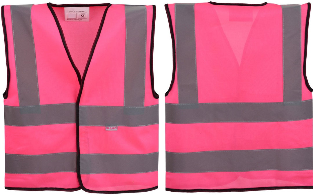 Pink Child Vest Hi Visibility Viz Reflective Safety Waistcoats Hook ...