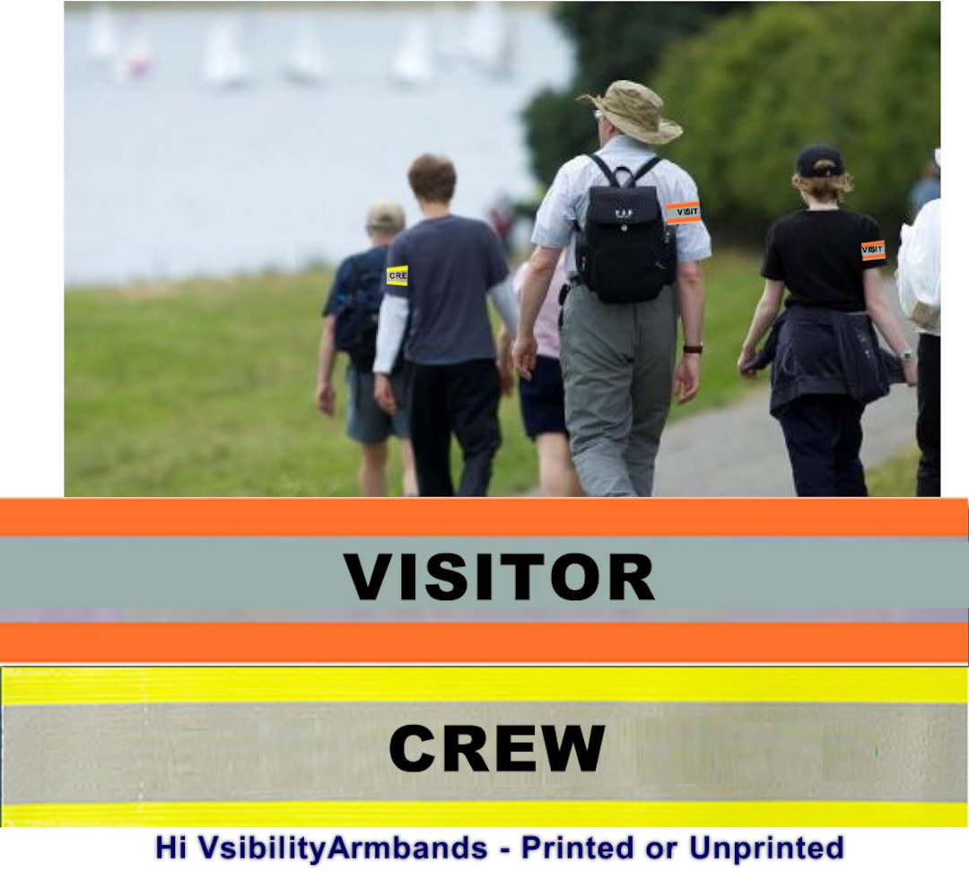 Armband Reflective Safety Hi Vis Yellow Orange Visitor Crew Band ID ...