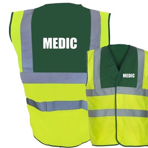 Two Tone Reflective Green Yellow Paramedic Doctor Nurse Medic First Aid ...