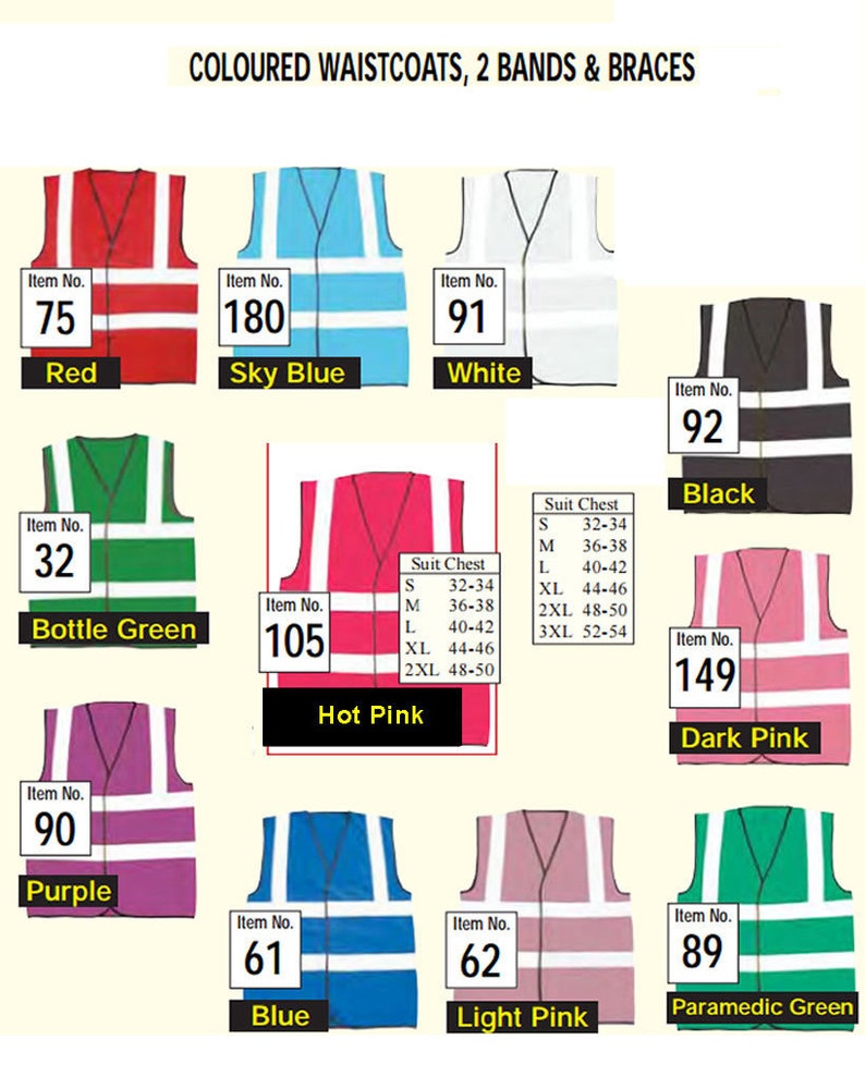 Coloured Adult Vests Printable Hi Visibility Reflective Hiviz - Etsy ...