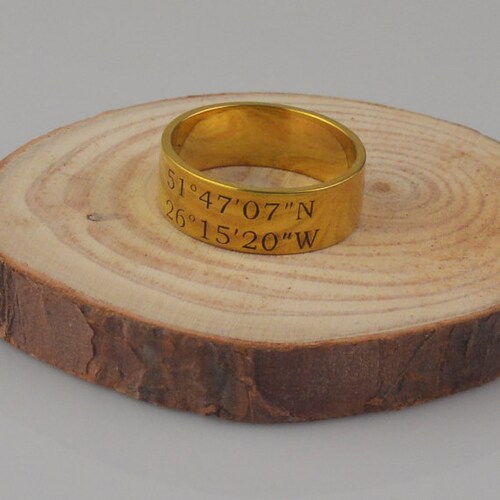 Coordinates Ring Latitude Longitude Ring Personalized - Etsy