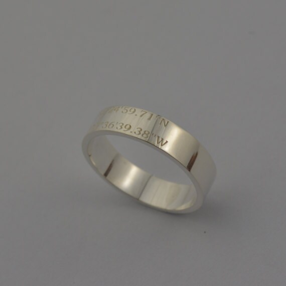 Sterling Silver Latitude Longitude Ring,location Ring,coordinates Ring ...