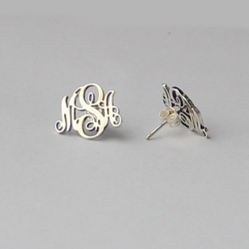 Sterling Silver Monogram Stud Earringscustomized Monogram - Etsy