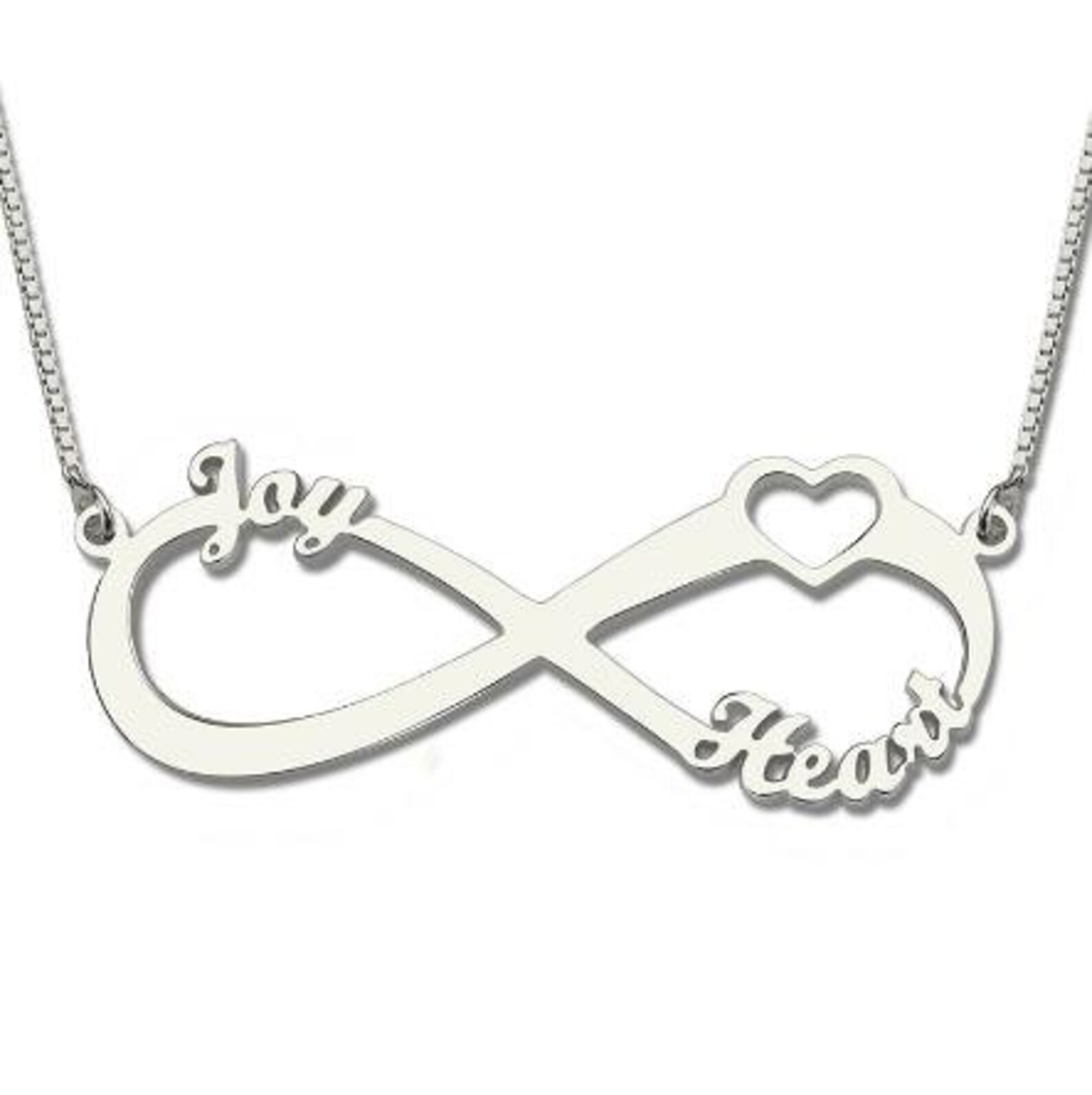 Silver Infinity Name Necklacecustom Infinity Charmnameplate | Etsy