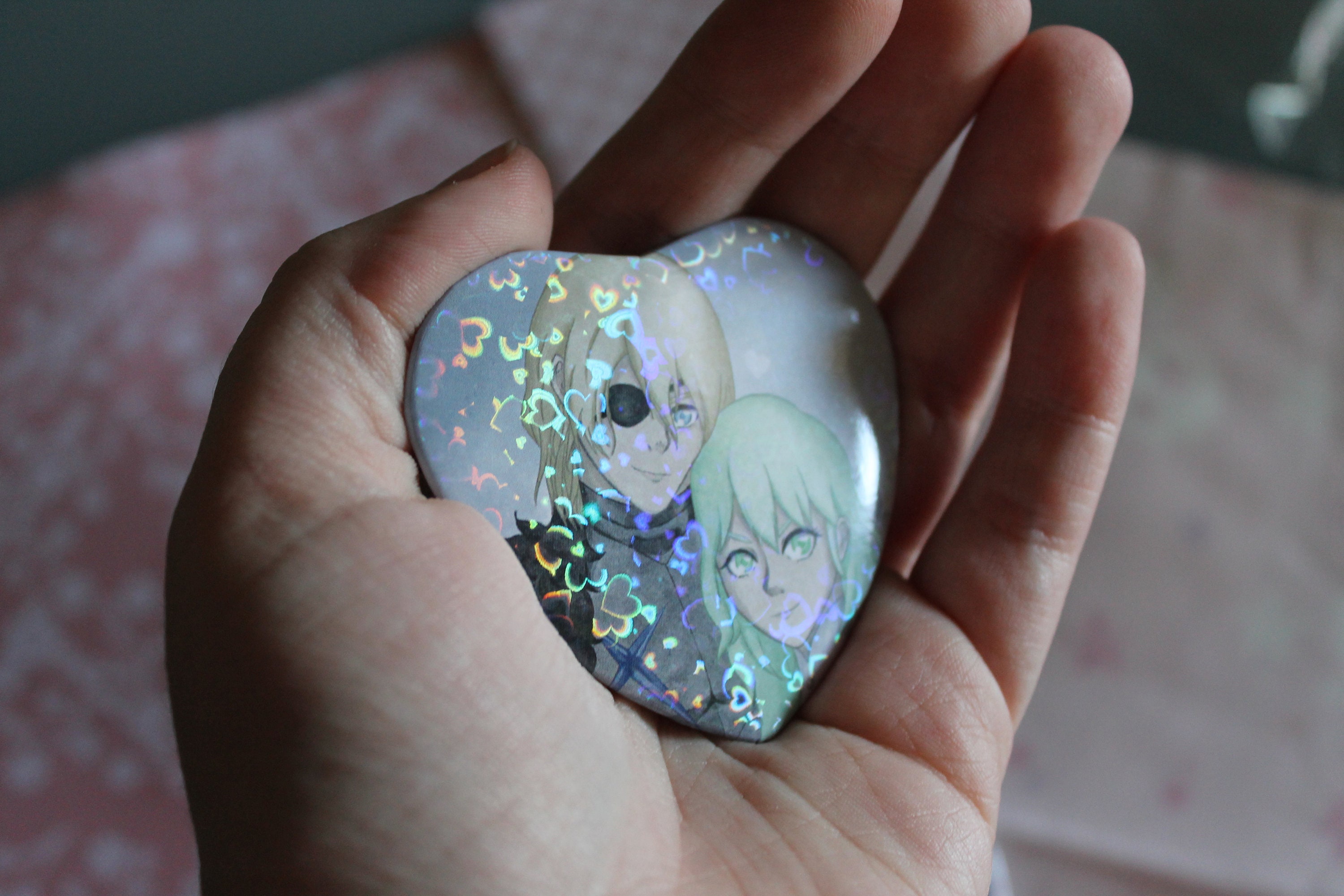 Holo Heart Badges - Etsy