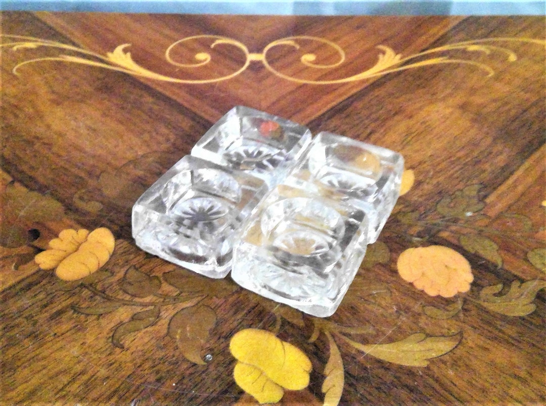Four Individual Clear Glass Salt Cellars, Salt Dips, Open Salts, Table ...