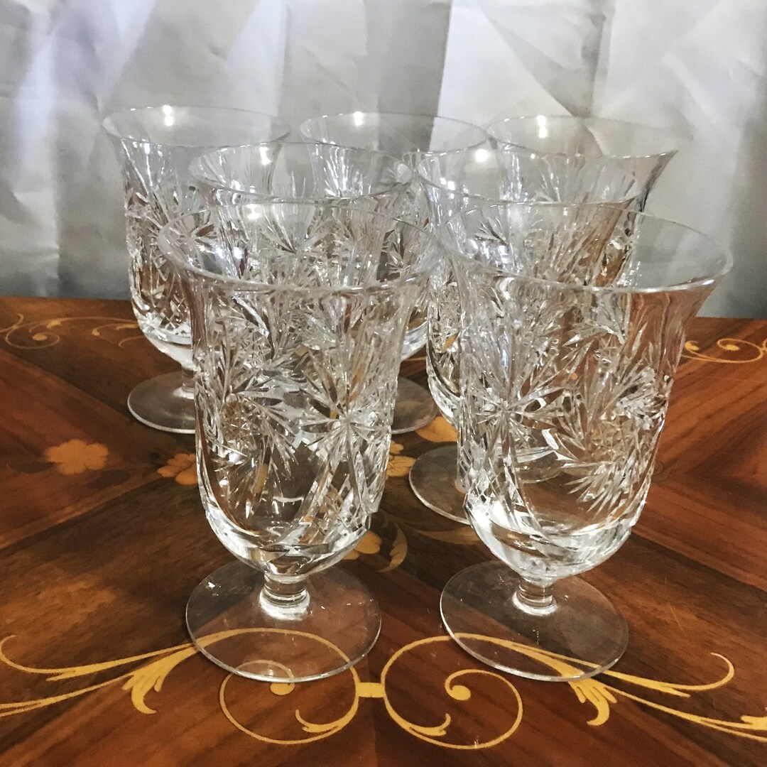 Seven Low Profile Cut Crystal Wine or Water Glasses - Etsy