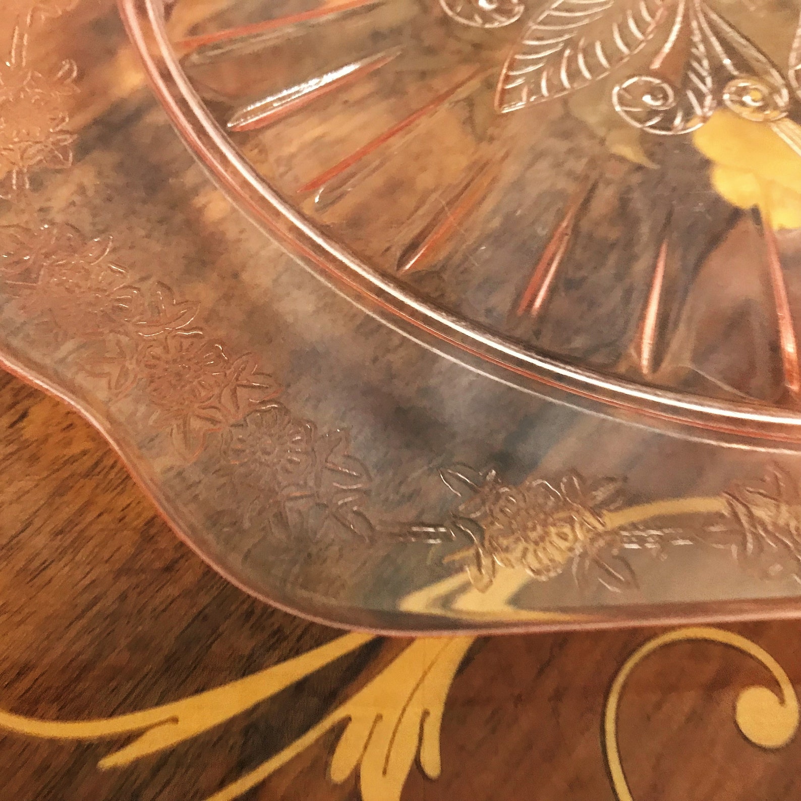 Jeanette Glass Company ADAM Pattern Pink Footed Depression | Etsy