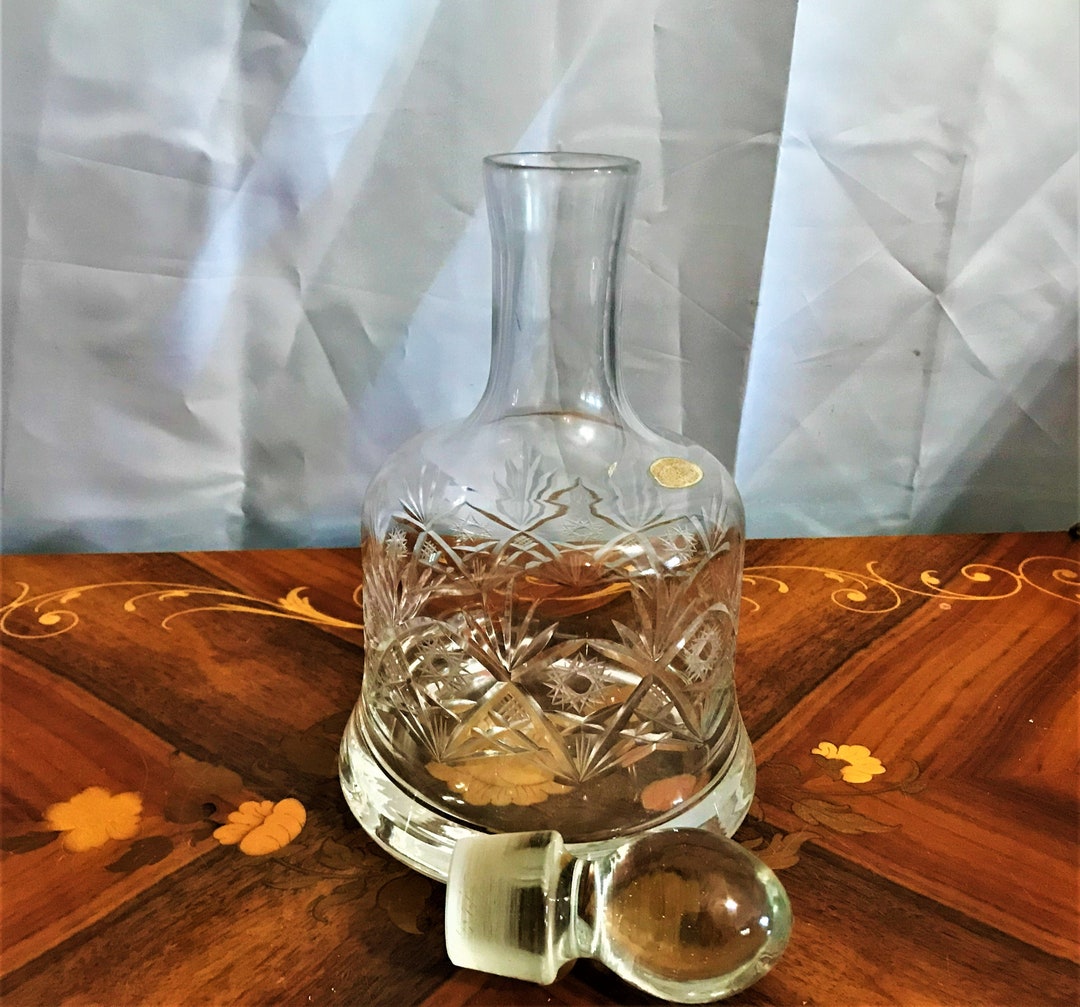 Vintage Eaton Hand Cut Glass Decanter With Stopper 11 1/2 Inches Tall ...