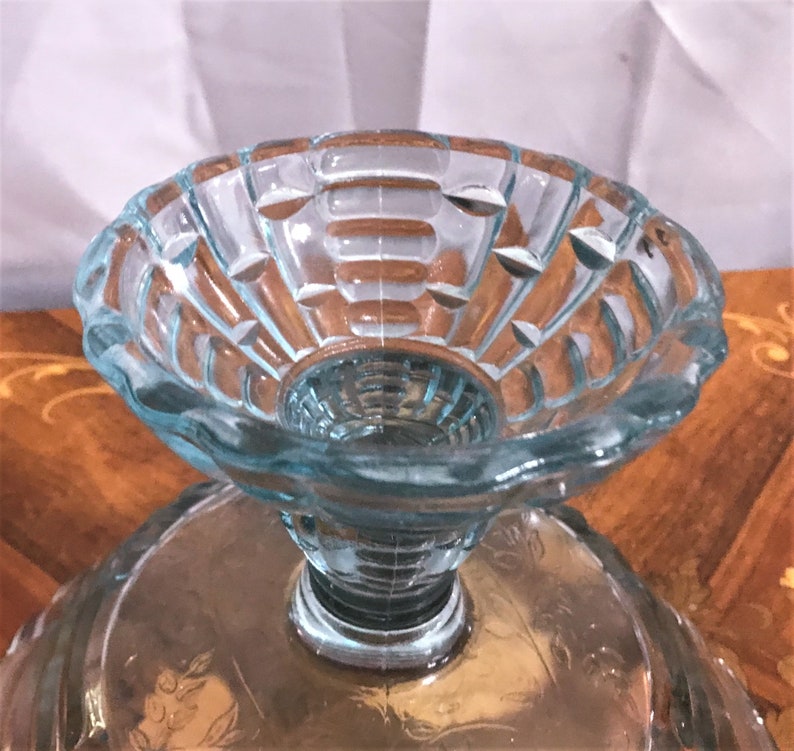 Vintage Ice Blue Open Compote Cut Log Pattern by Jeanette - Etsy