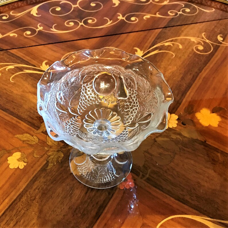 Vintage Clear Glass Jelly Compote Fruit Decor Pressed Glass | Etsy
