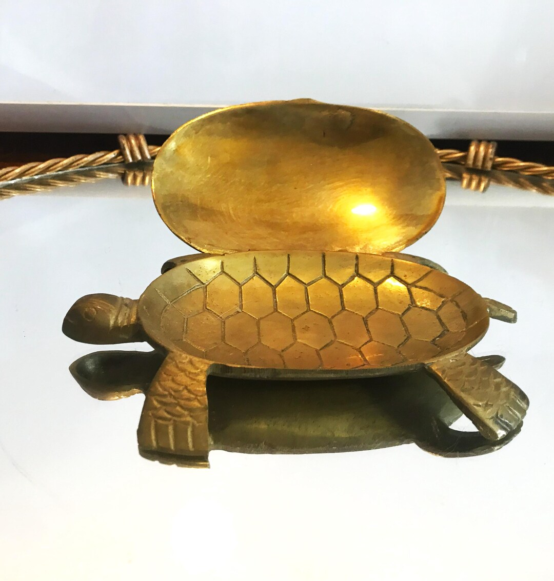 Vintage Brass Turtle Trinket Box With Lid - Etsy