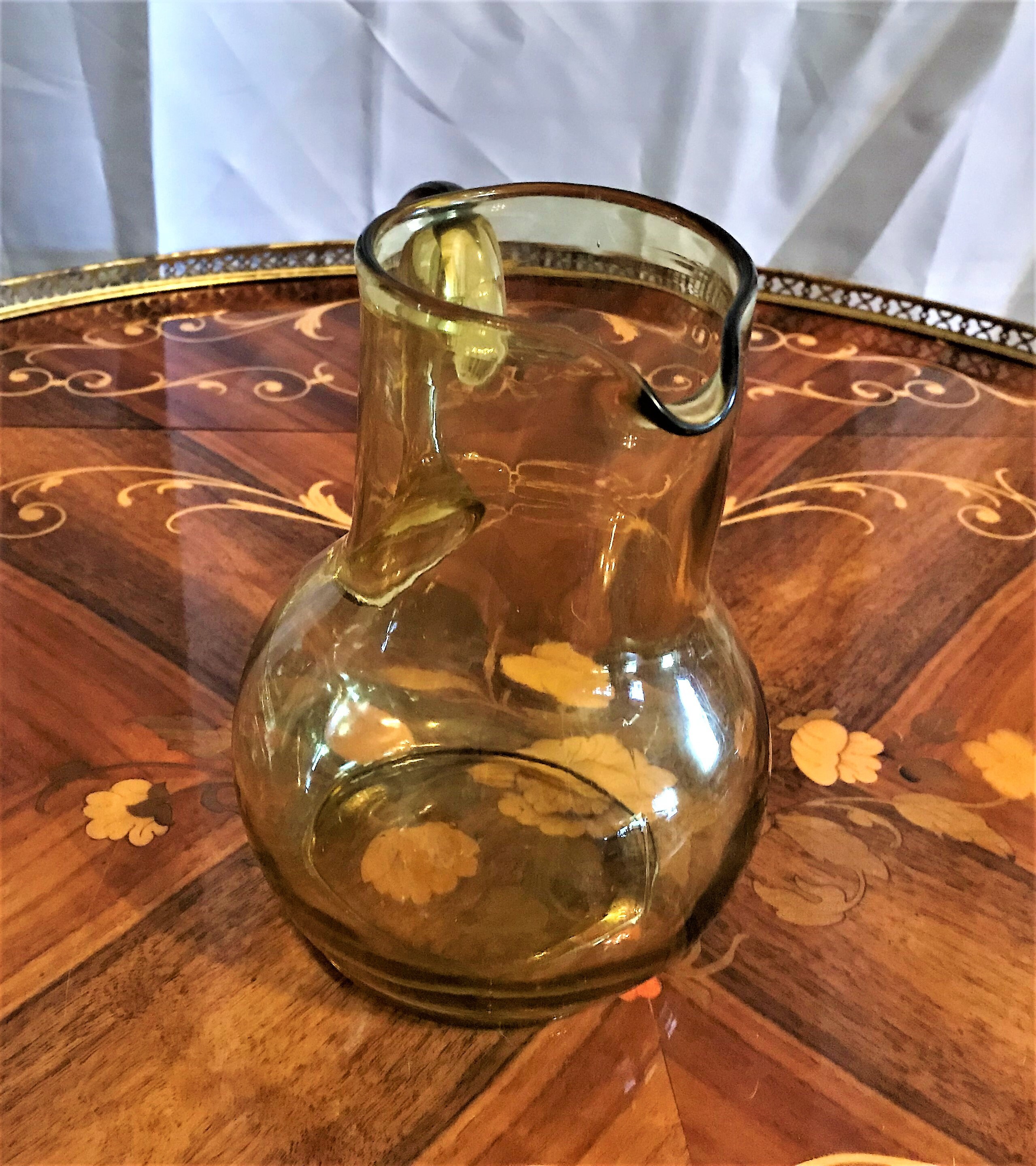 Small Vintage Viking Amber Glass Pitcher With Applied Handle | Etsy