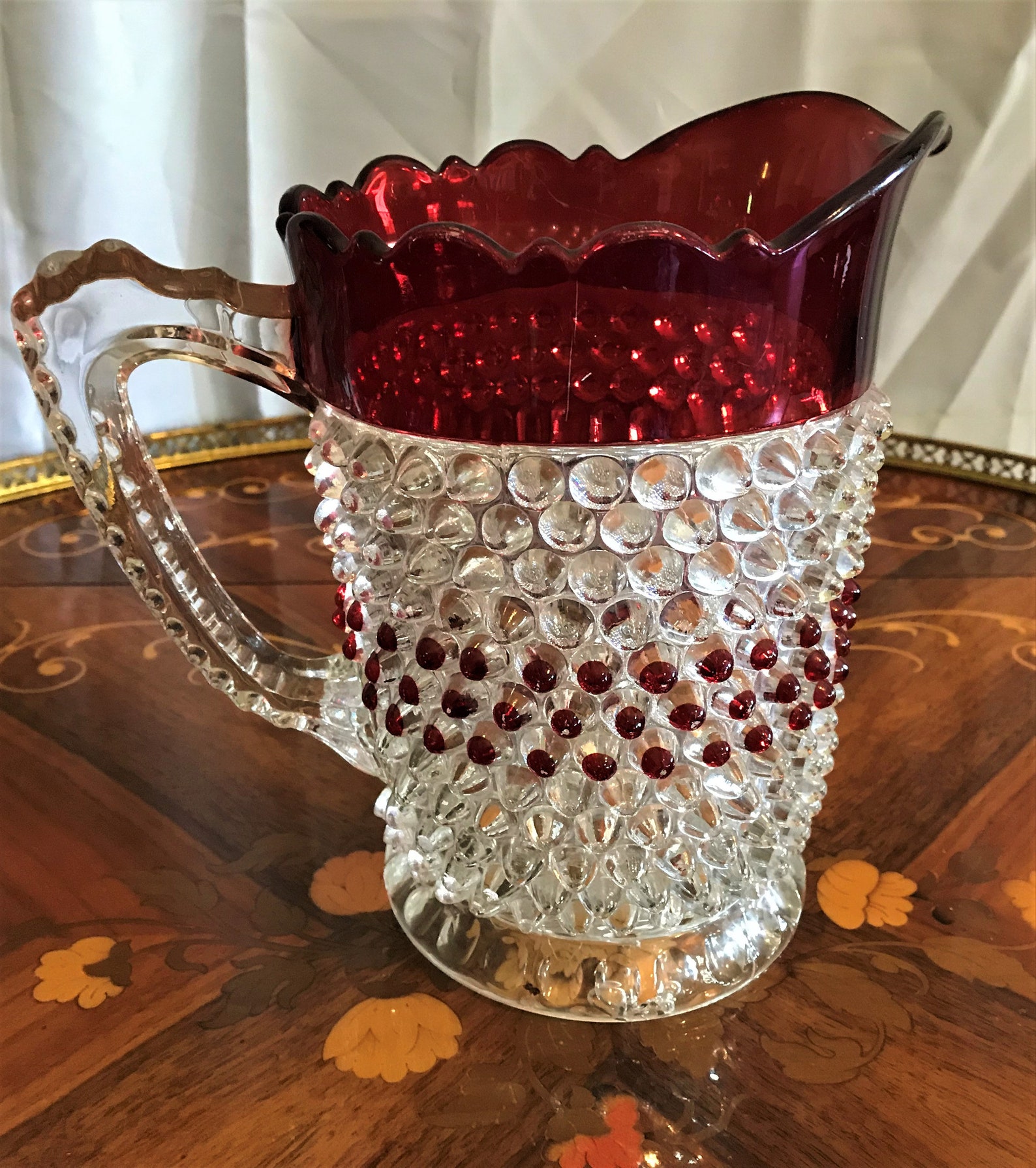 Antique Ruby Stained Hobnail With Thumbprint by Doyle and - Etsy